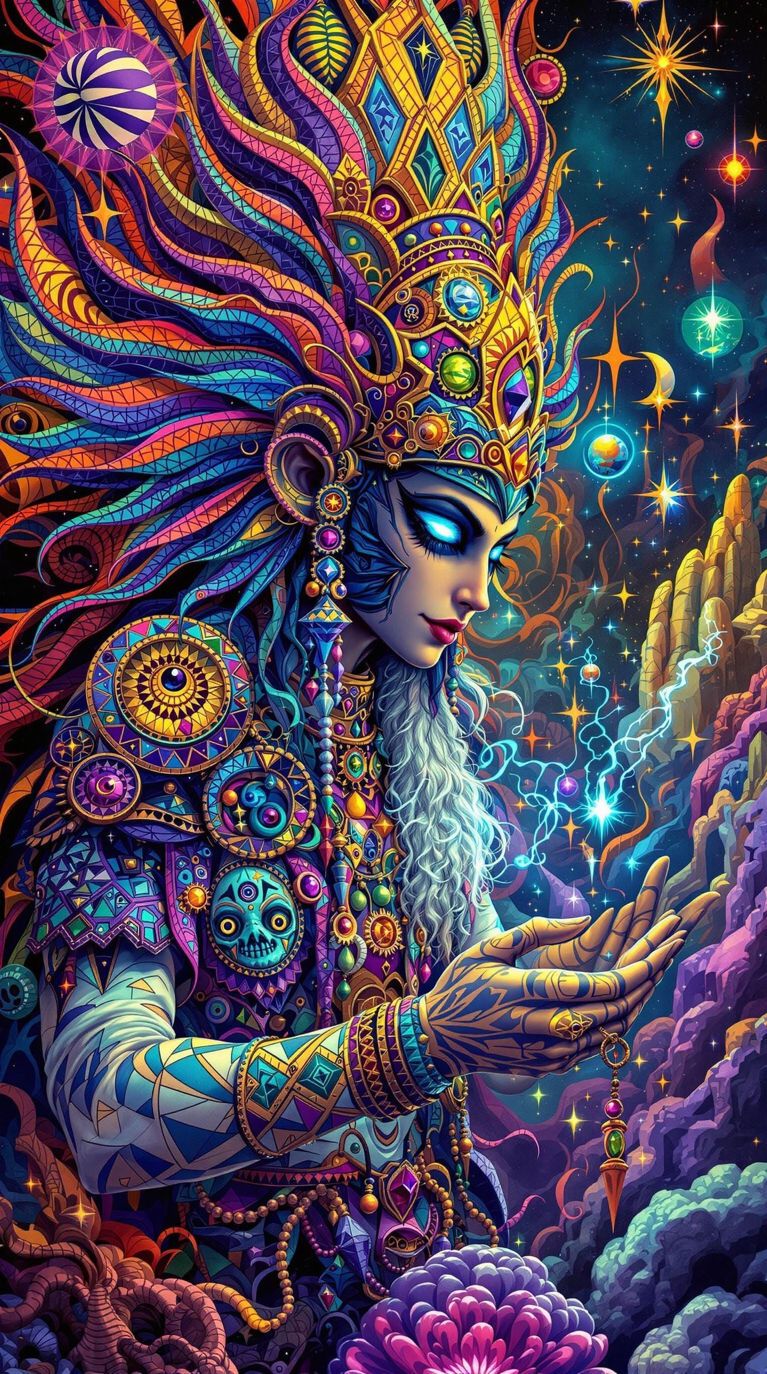Psychedelic Quetzalcoatl Priest God in Surreal Lan... - AI Art