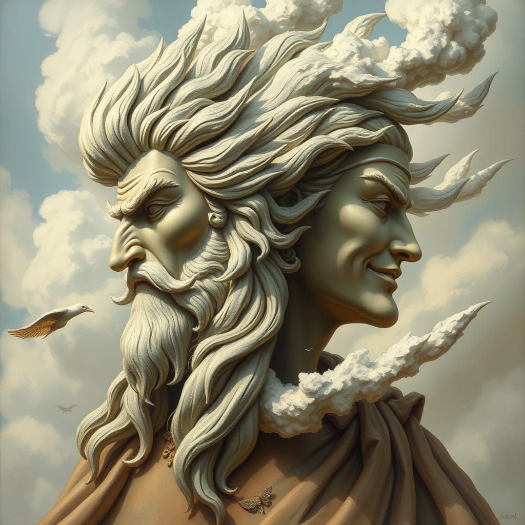 Vējopatis the god of wind - Majestic Wind God with Dual Fac...