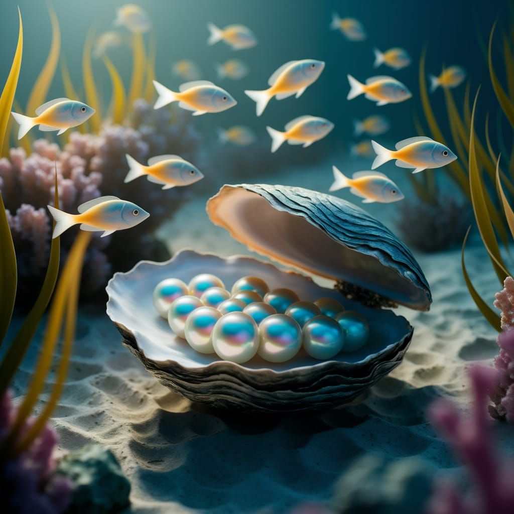 Magic undersea ostrea neptun - Ethereal Underwater Scene wit...