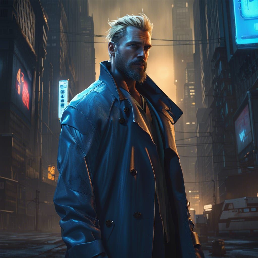 Cyberpunk Stoic Man - AI Generated Artwork - NightCafe Creator