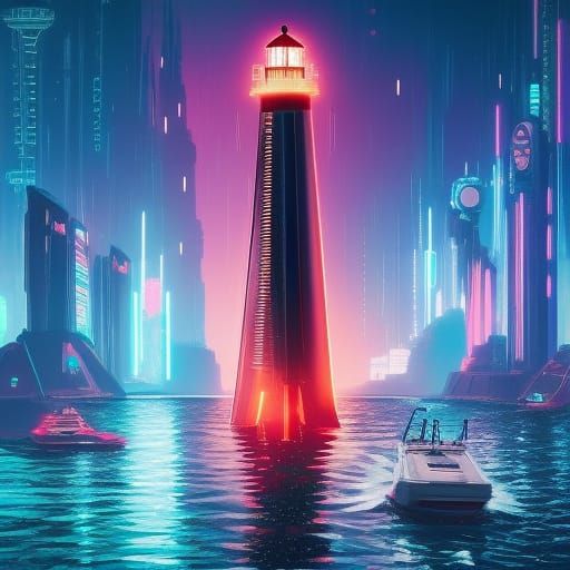 Futuristic lighthouse. - AI Generated Artwork - NightCafe Creator