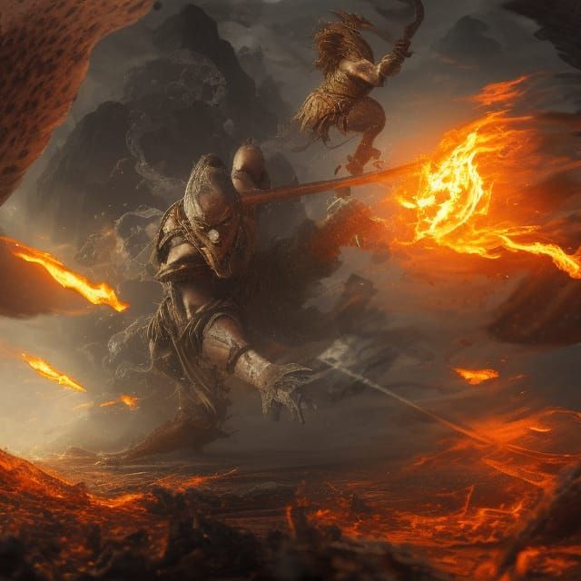 the four elements in duel Epic cinematic brilliant stunning intricate ...