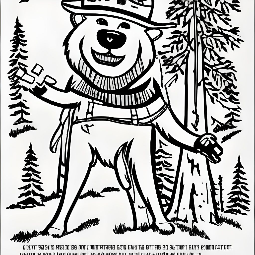 The Smokey Bear Poster Contest Empty Coloring Page Without Text English Smiling Ai