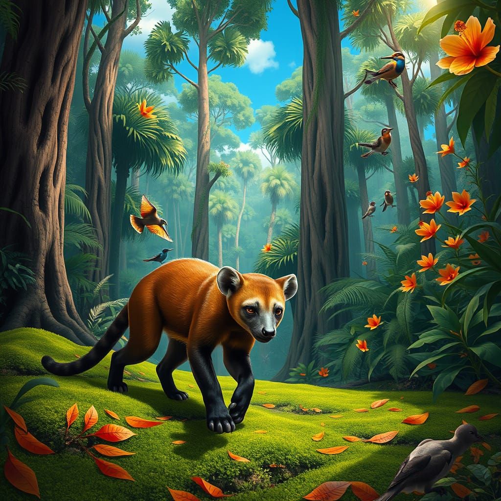 Fossa - Hyperrealistic Fossa in Madagascar's Rainforest