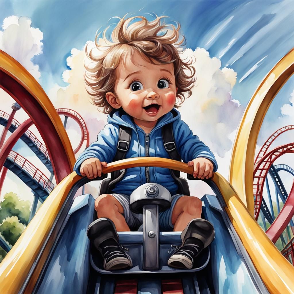 Little human on rollercoaster - AI Generated Artwork - NightCafe Creator