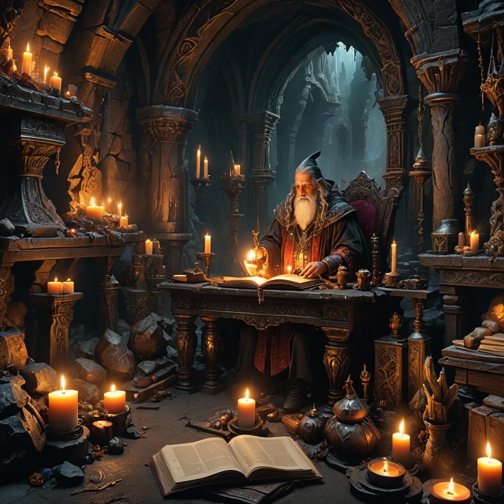 Medieval wizard’s lair - AI Generated Artwork - NightCafe Creator
