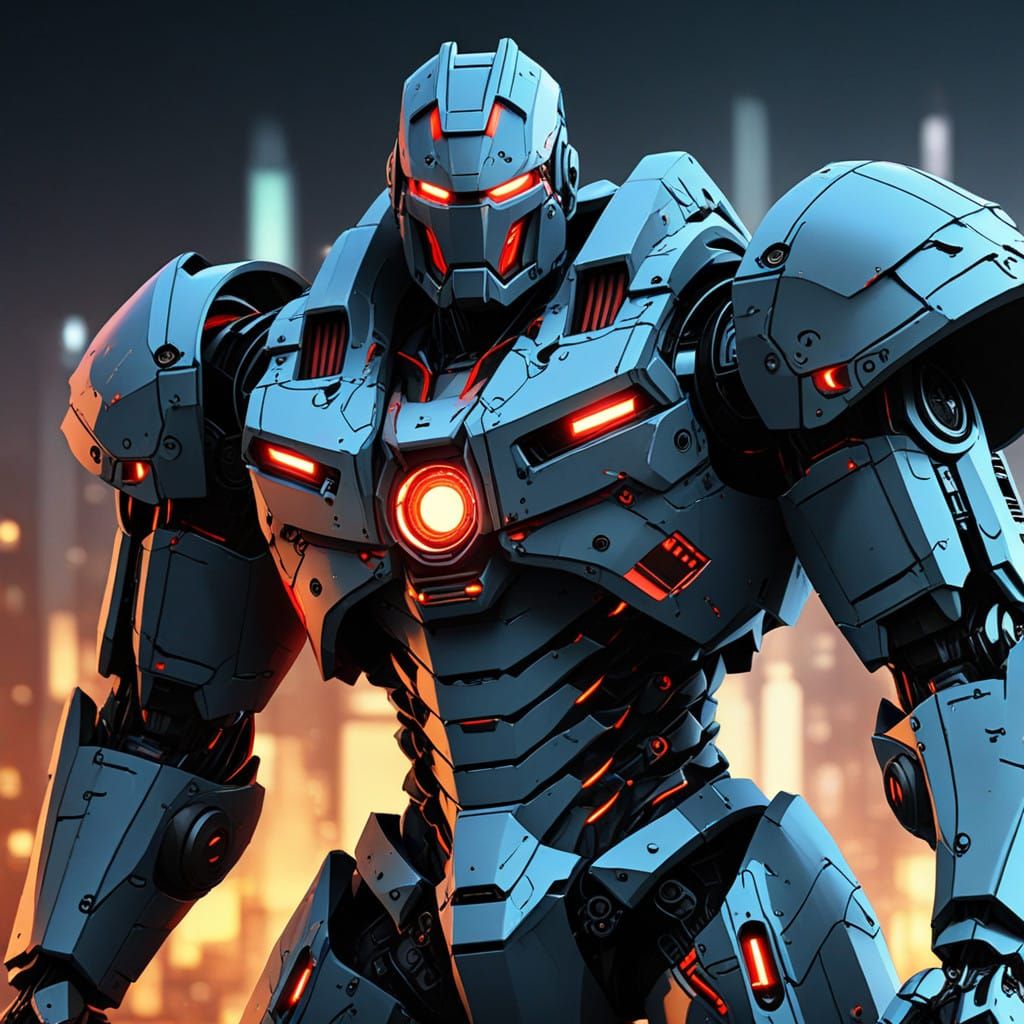 Heavily armored robot. - Heroic Robot in Cel-Shaded Armor