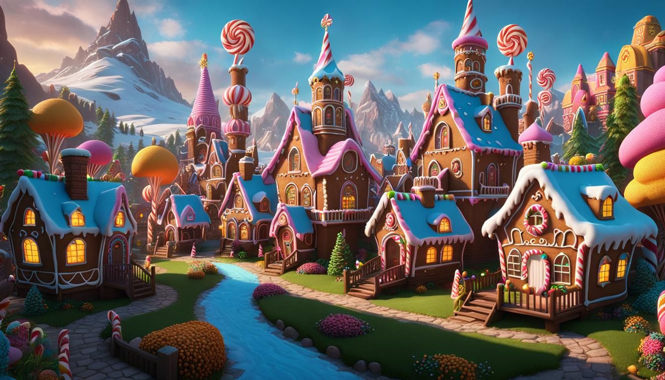 Gingerbread Town - AI Generated Artwork - NightCafe Creator