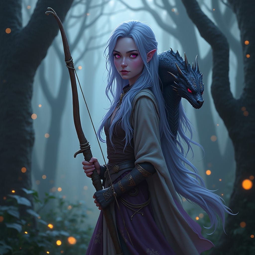 Half-Elf Drow Ranger - Half-Elf Drow Ranger in Mystical Fore...