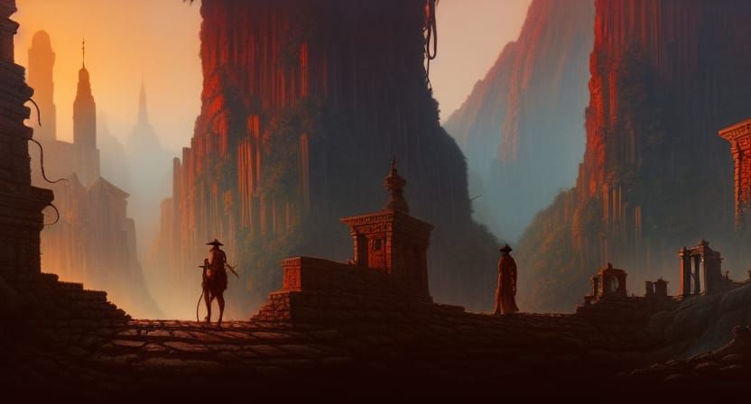 Indiana Jones and the labyrinth detailed matte painting, deep color ...