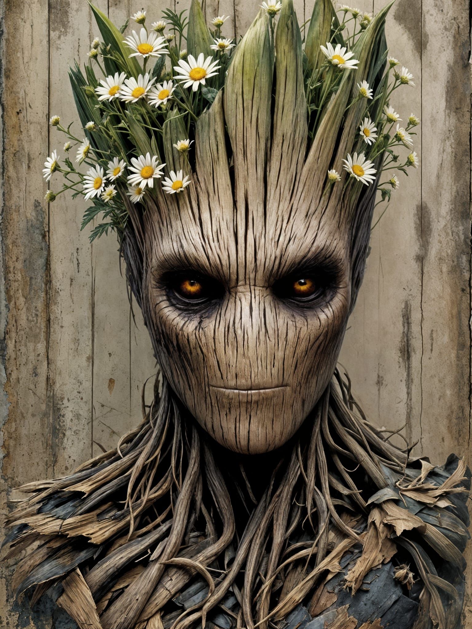 Oldie Groot - Epic Steampunk Groot Portrait in Mixed Media