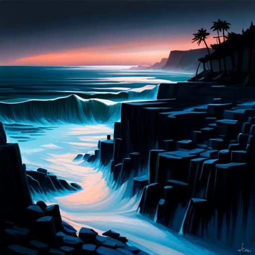 Coastal Inlet At Night - AI Generated Artwork - NightCafe Creator