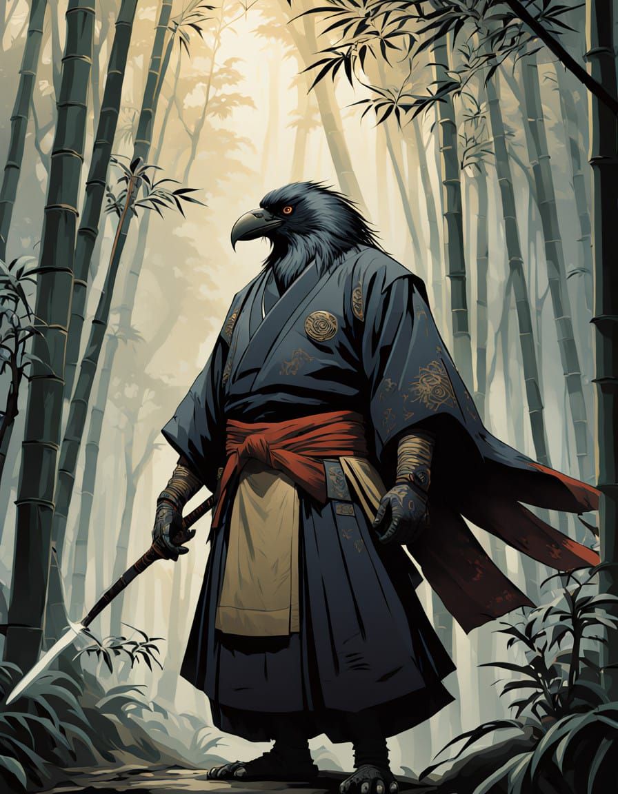 Mystical Tengu Guardian of the Mountain Forest - AI Art