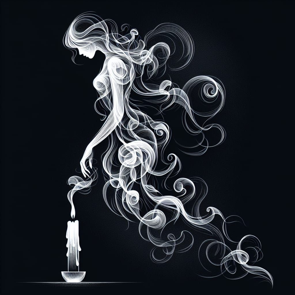 Wispy Woman - Delicate Smoke Goddess in Ethereal Drawing St...