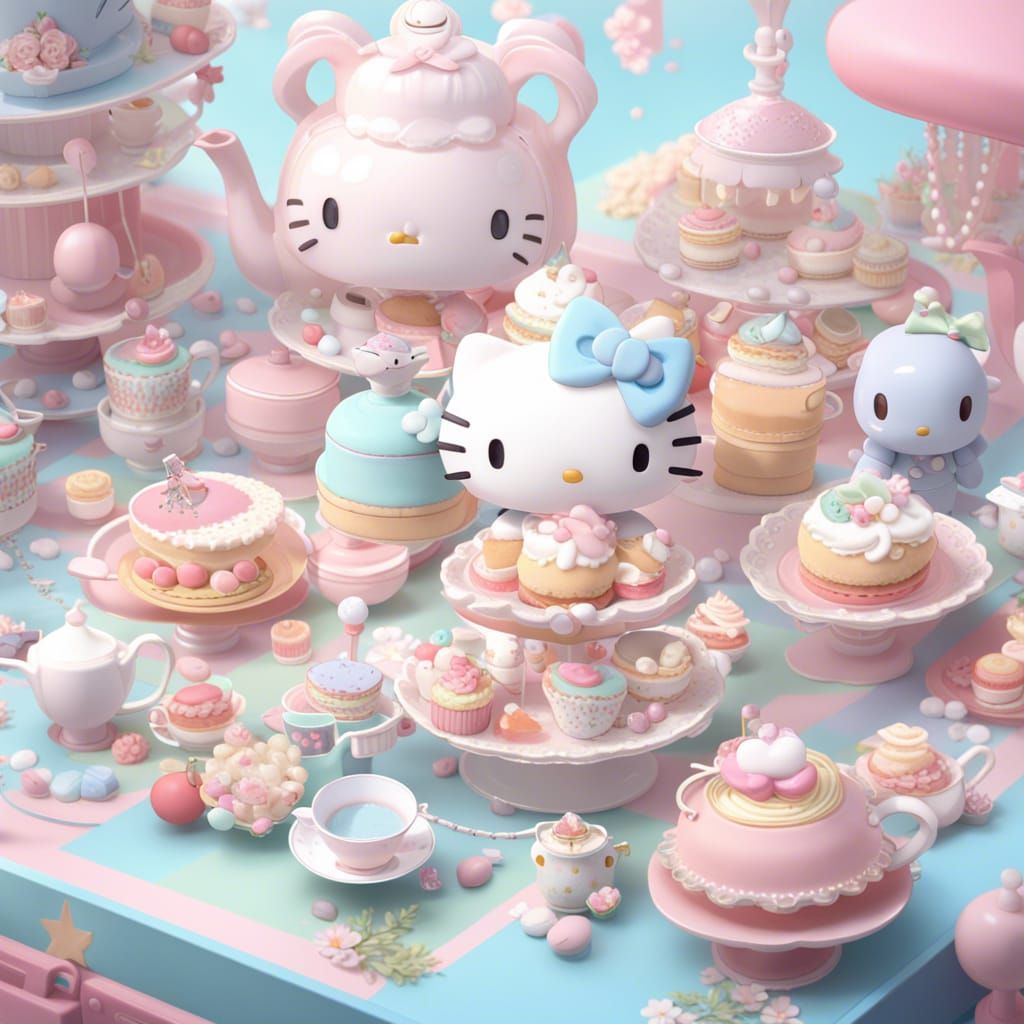 Sanrio tea party - AI Generated Artwork - NightCafe Creator