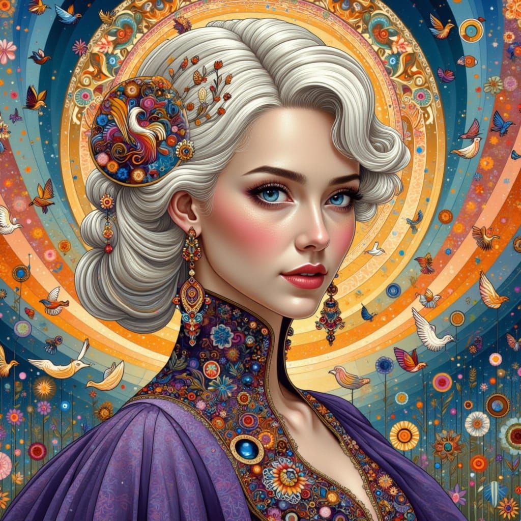 Earth And Bricks Portrait - Regal Woman in Art Nouveau-Inspi...