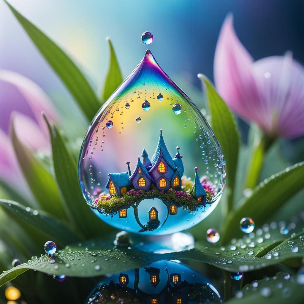Dew drop reflections - AI Generated Artwork - NightCafe Creator