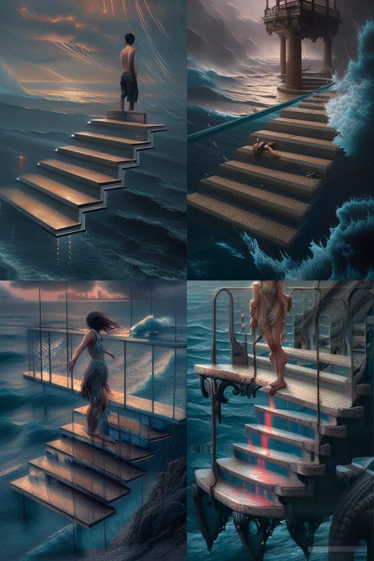 photorealistic stairs in the seascapes!! Epic cinematic brilliant ...