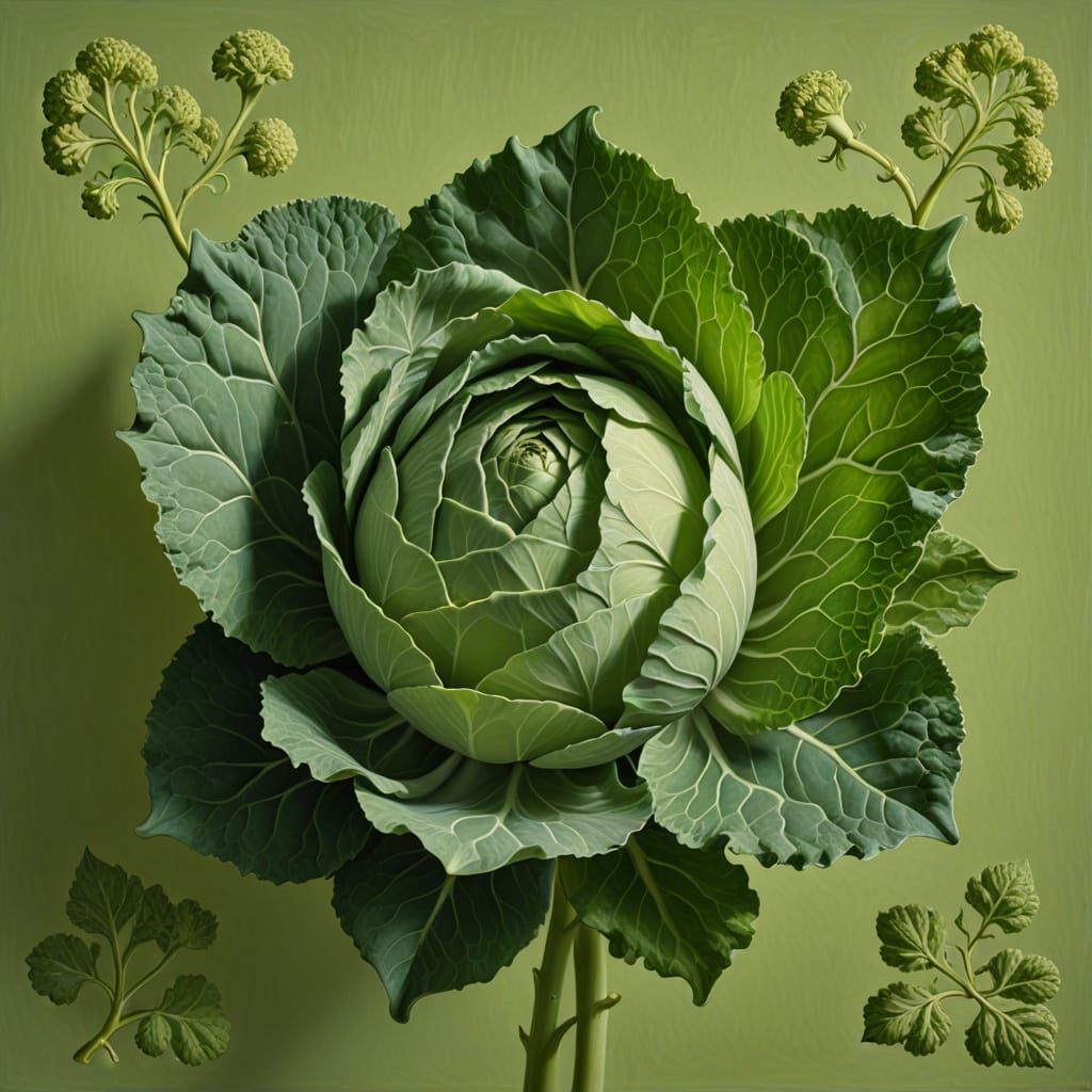 Lush Green Cabbage Fractals in 17th-Century Dutch ... - AI Art