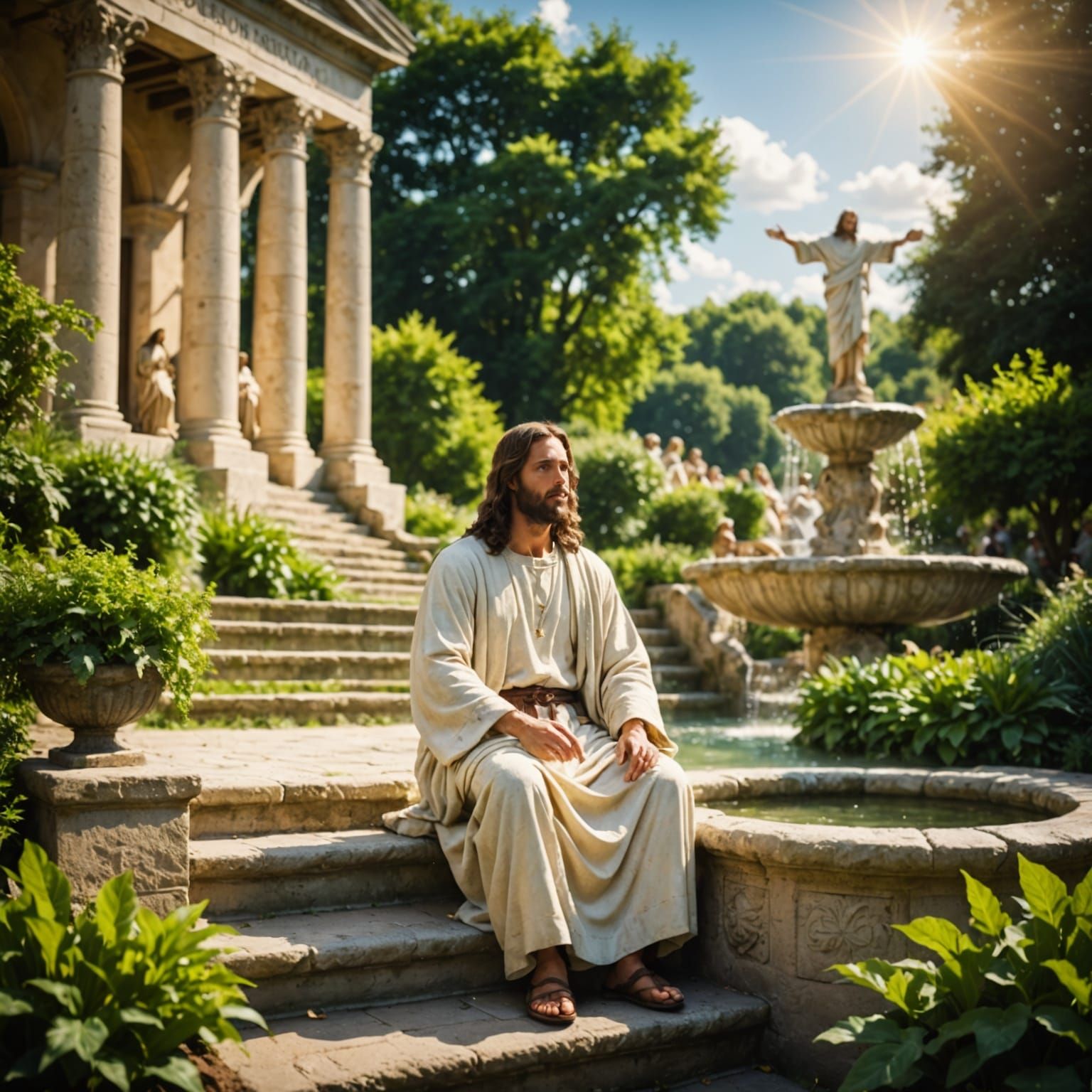 Jesus in Heavenly Glory, Teaching beneath Roman Fo... - AI Art