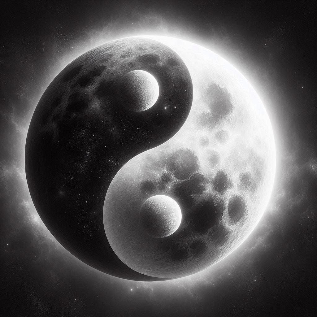 Moon in phases of yin and yang - AI Generated Artwork - NightCafe Creator