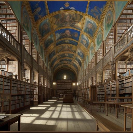 Surreal Masterpiece of Heavenly Libraries in Neo-E... - AI Art