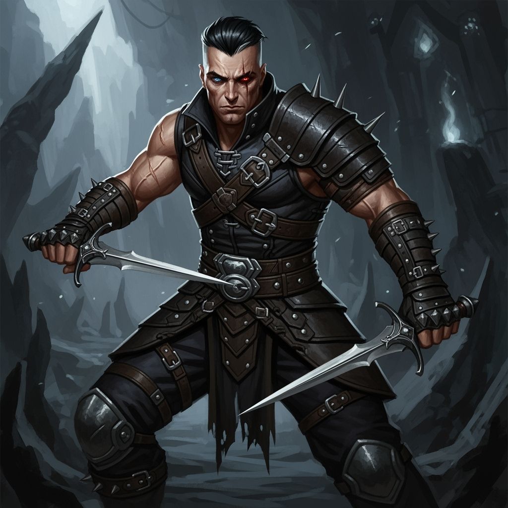Gritty Human Rogue with Heterochromatic Eyes - AI Art
