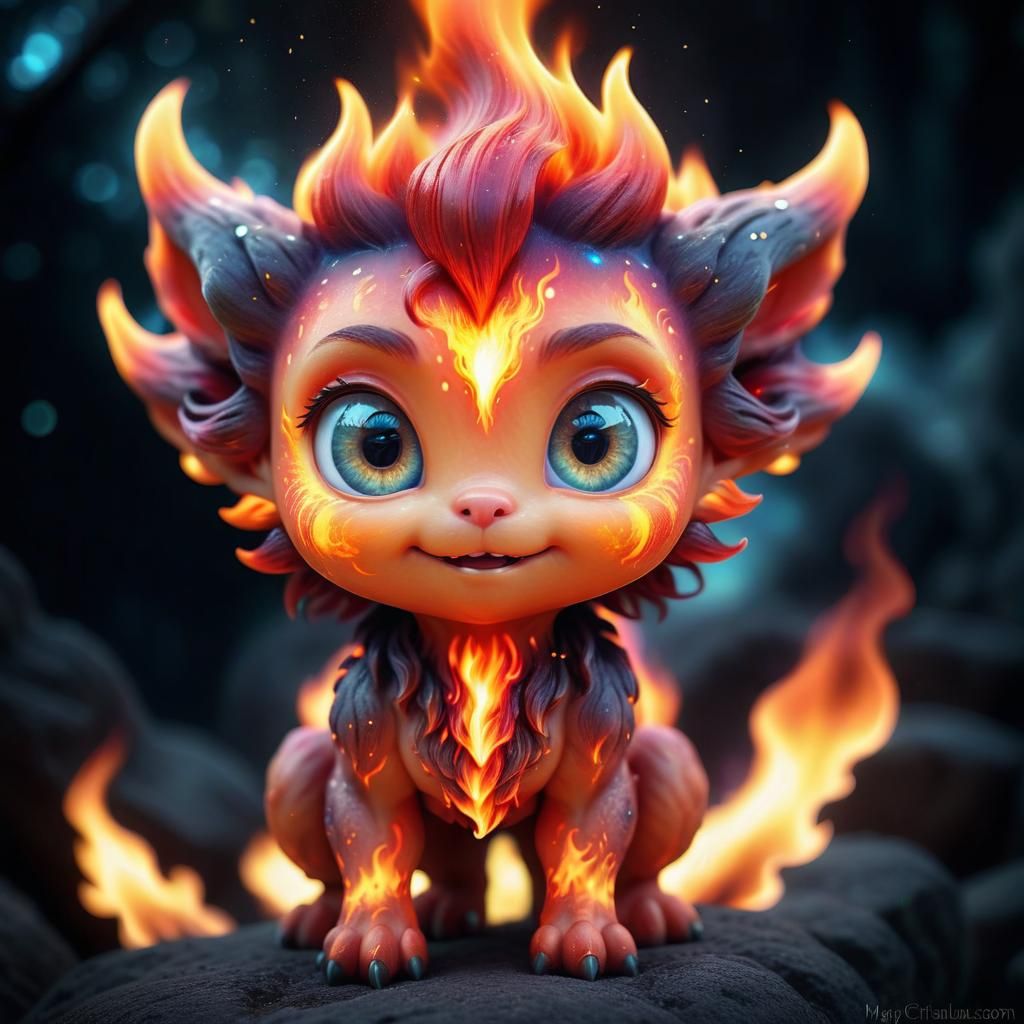 Cute Fire Galaxy Creature - AI Generated Artwork - NightCafe Creator