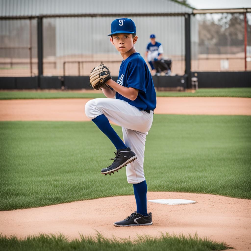 Boy baseball pitcher winding up for the pitch - AI Generated Artwork ...