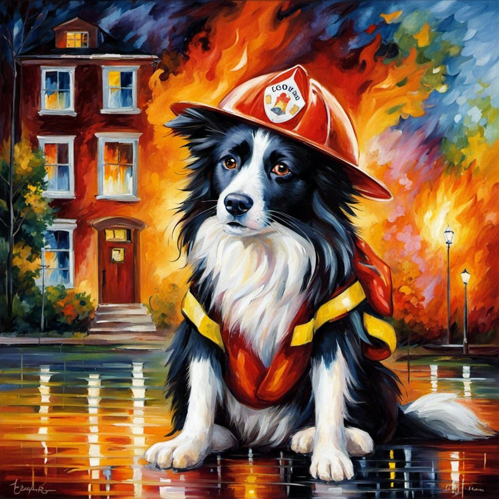 A very concerned Fire and Rescue Service Collie - AI Generated Artwork ...