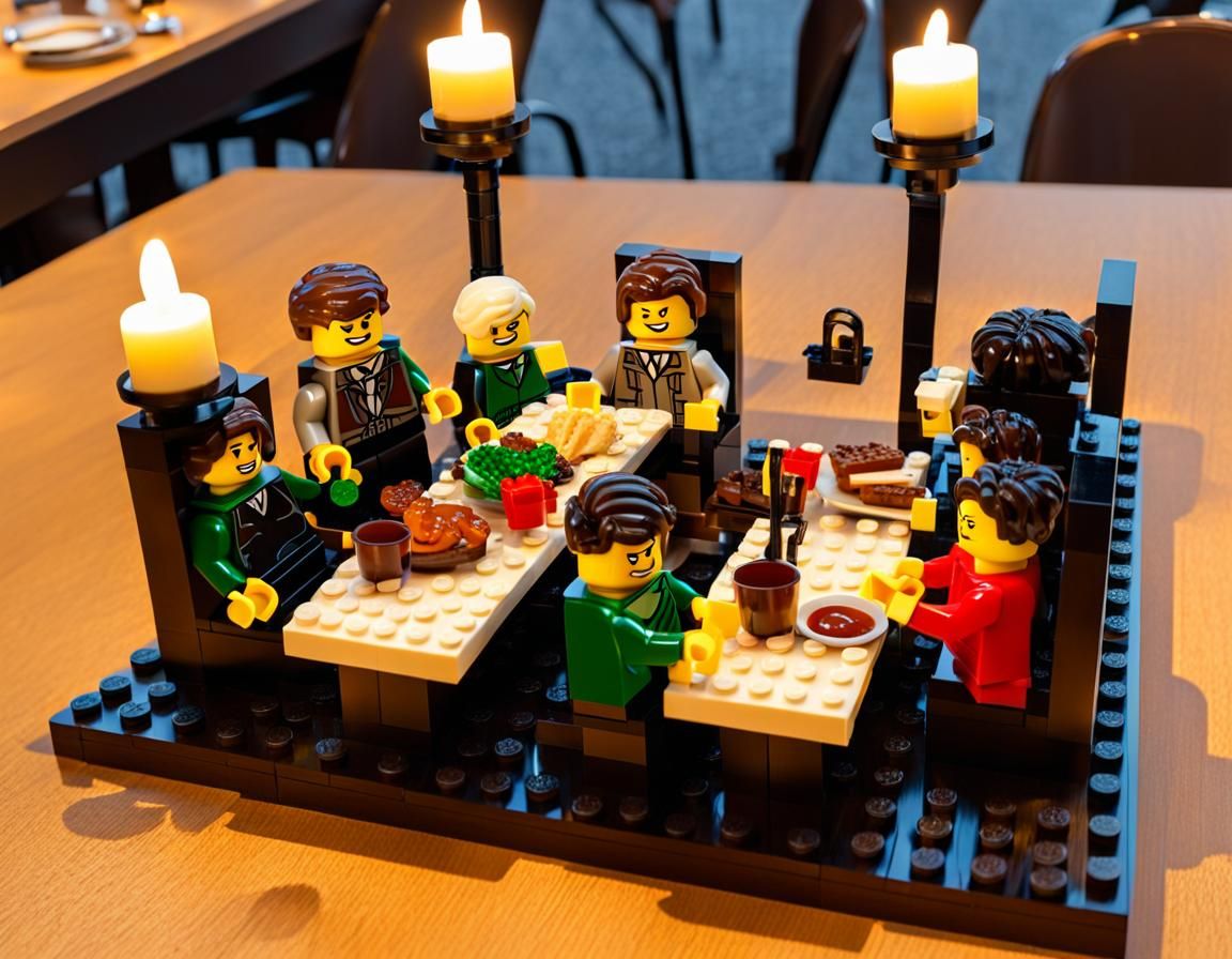 Lego characters in a Lego restaurant, lovely Lego meal by Lego ...