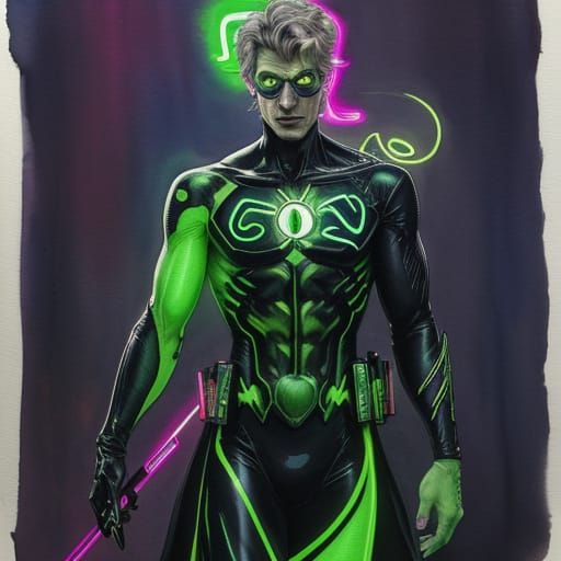 Ethereal Watercolor Portrait of The Riddler in Neo... - AI Art