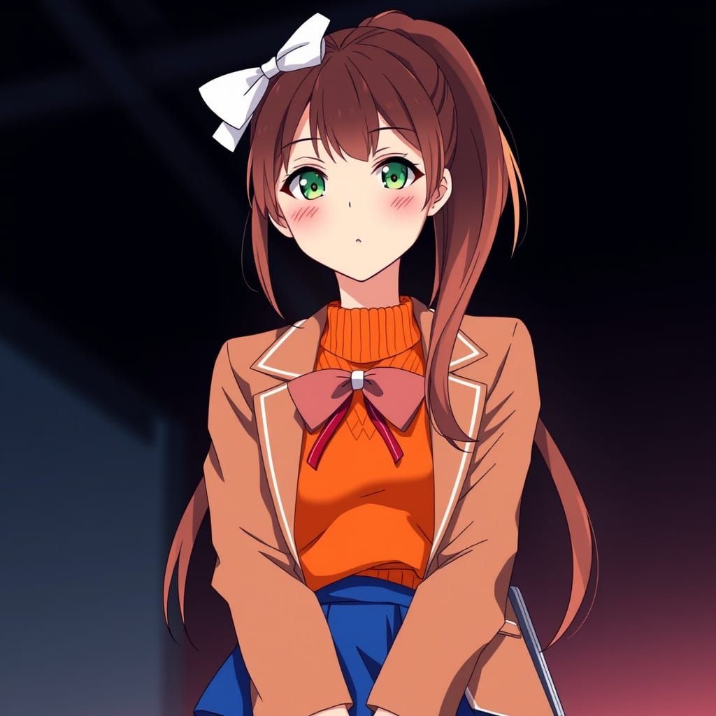 Monika DDLC - Vibrant Schoolgirl in Studio Trigger Style