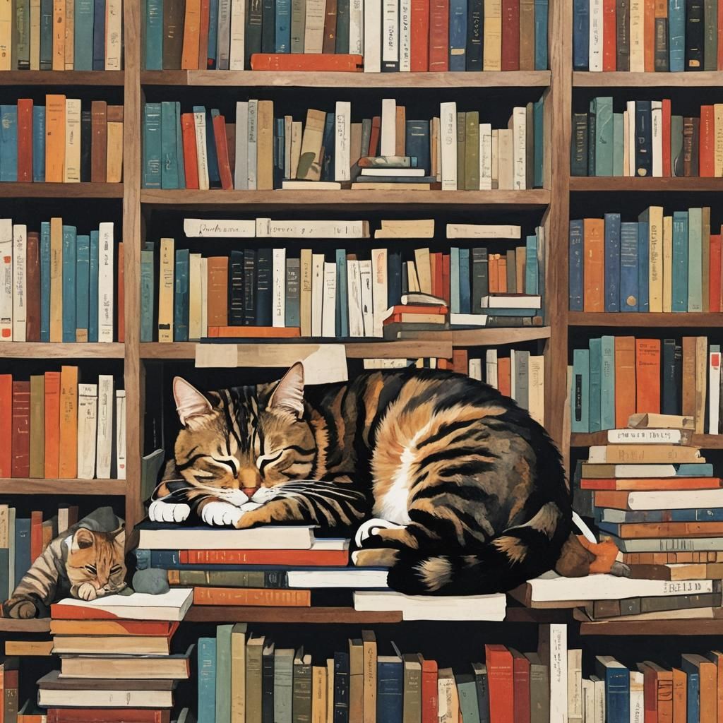 Cats in a Bookshop - AI Generated Artwork - NightCafe Creator