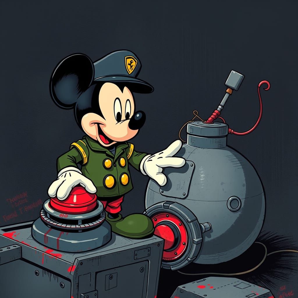 Mickey Mouse Activates Cyberpunk Apocalypse - AI Art