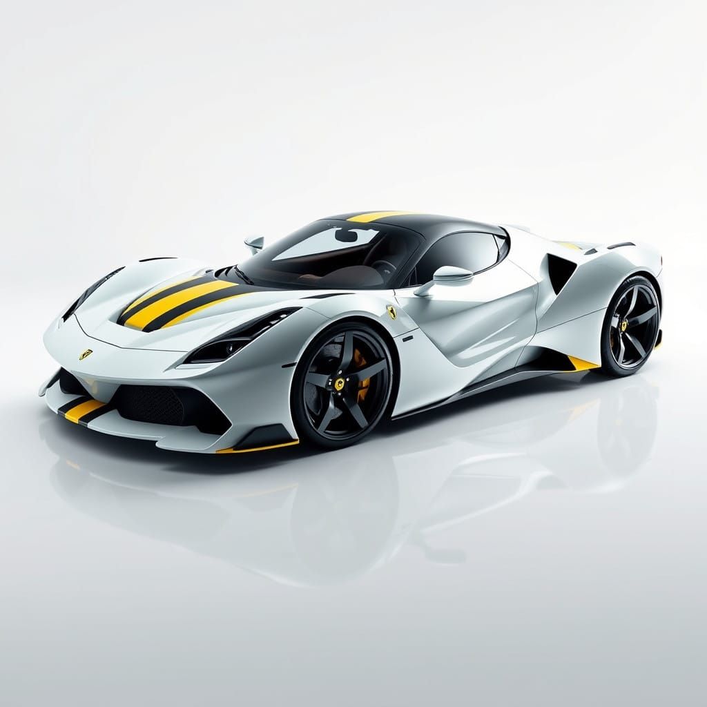 Sleek, high-performance supercar with a glossy white finish