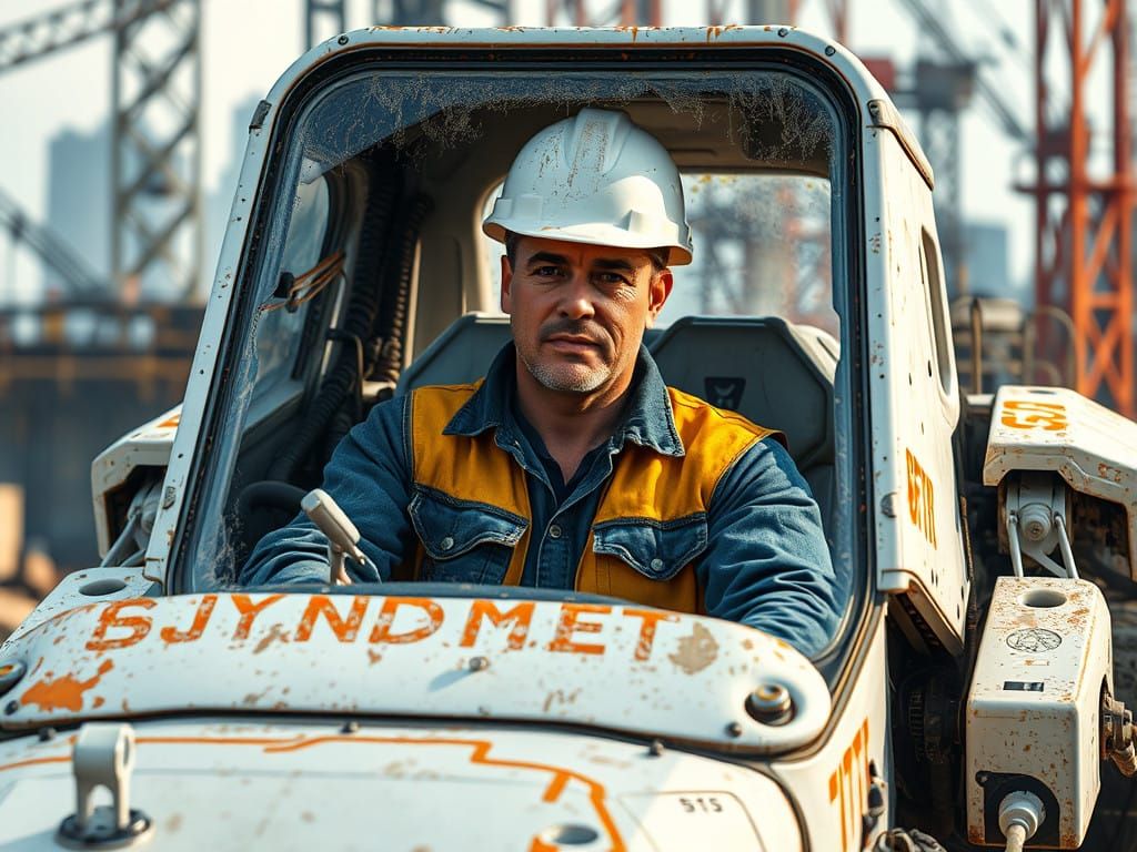 Rough Construction Worker in Futuristic Mech Conce... - AI Art