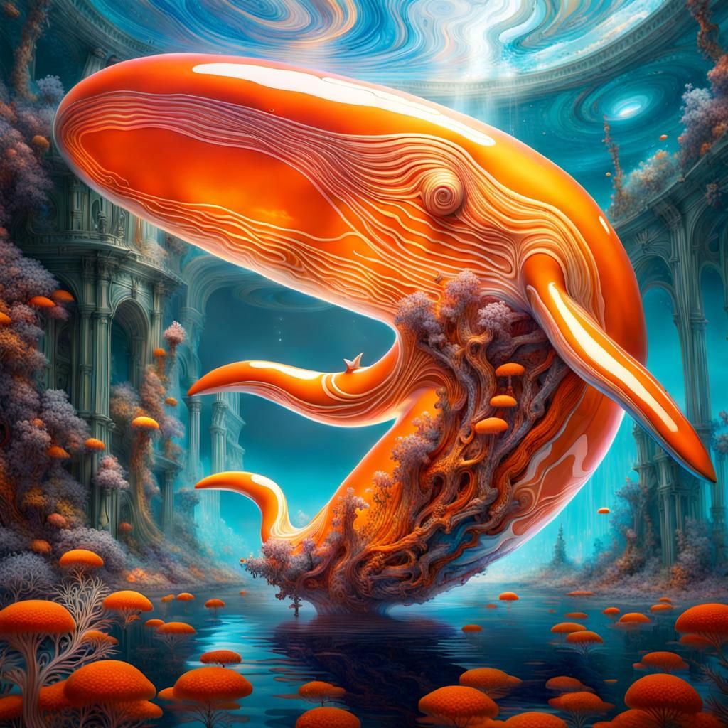 Orange whale creature - AI Generated Artwork - NightCafe Creator