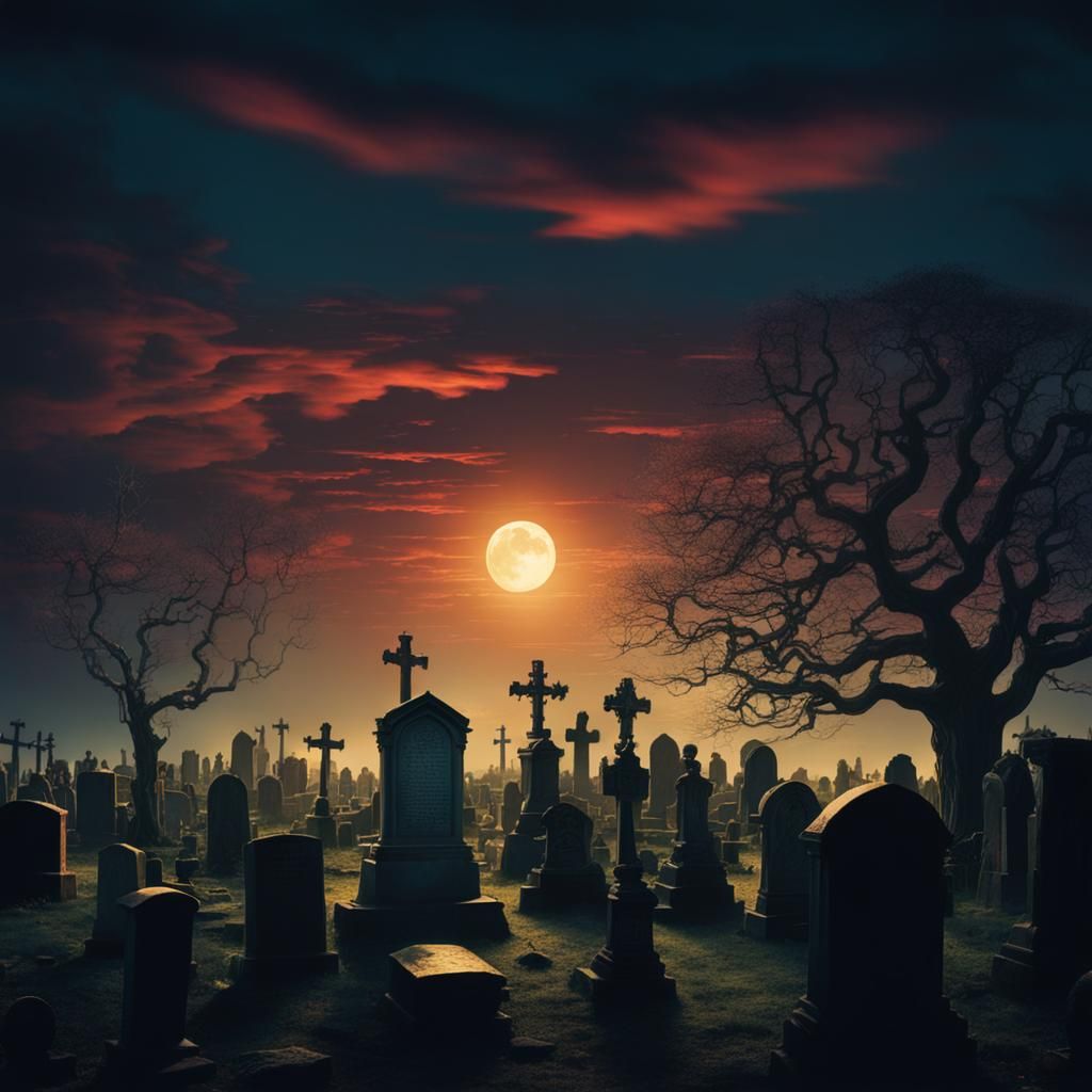 Sunset over the Graveyard - AI Generated Artwork - NightCafe Creator
