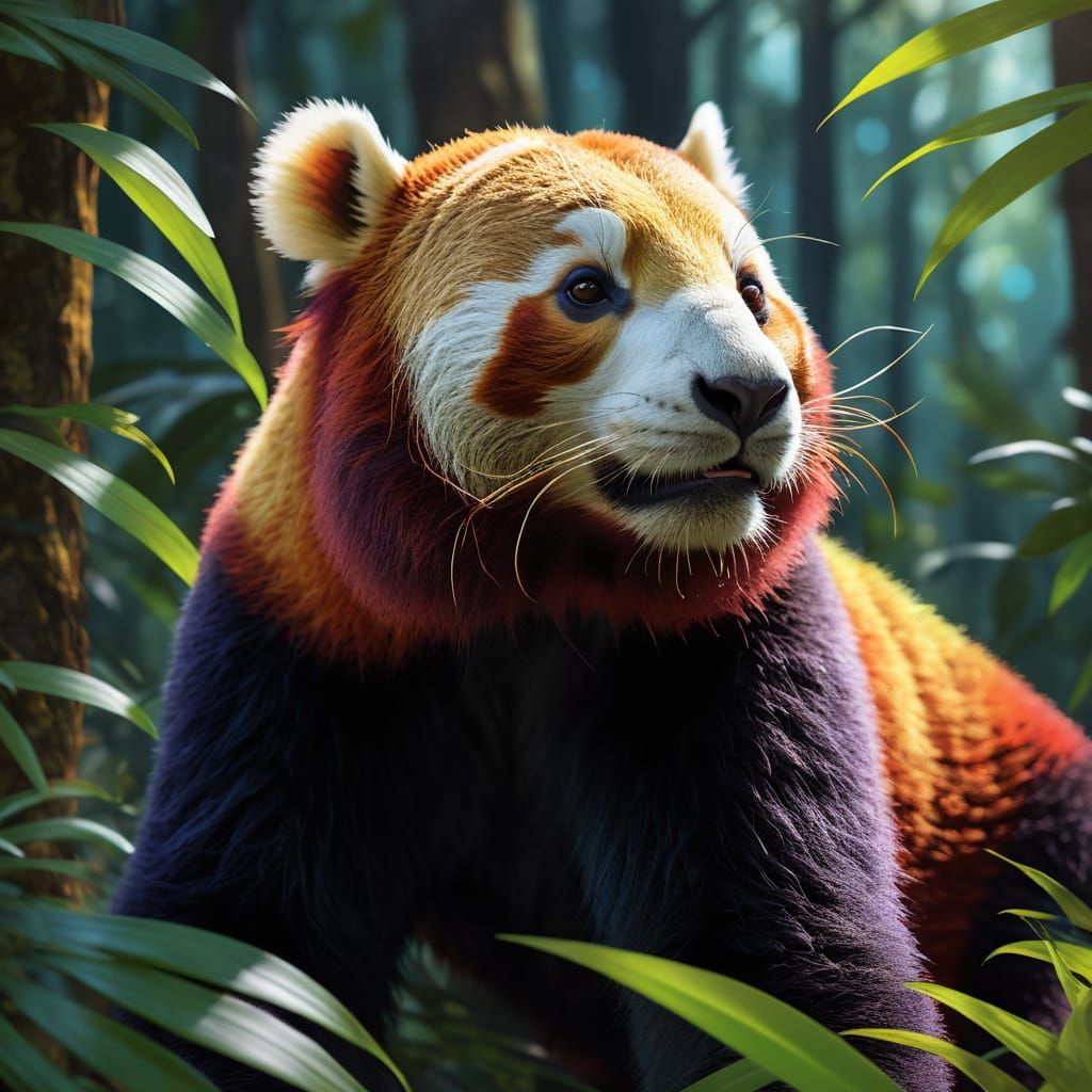 Majestic Golden Alien in Lush Exoplanet Forest, Cy... - AI Art