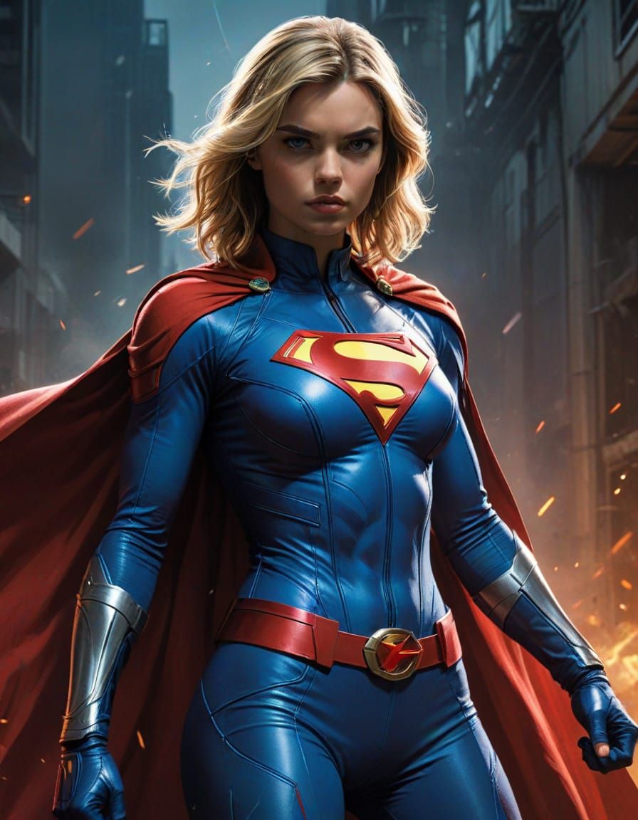 Sleek Power Girl as Kryptonian Superheroine in Bol... - AI Art