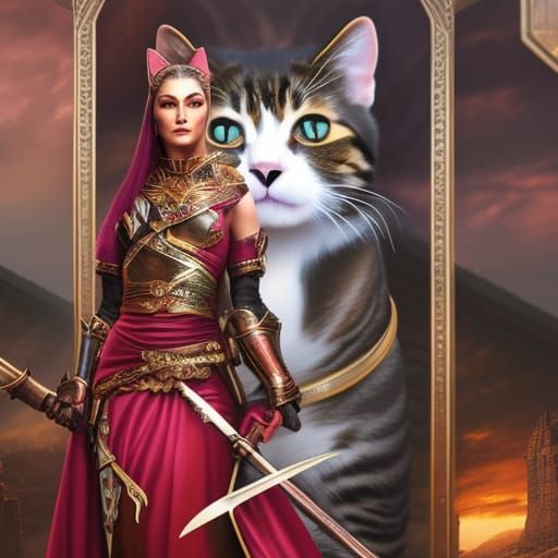 Feline Guardian in Detailed Fantasy Art - AI Art
