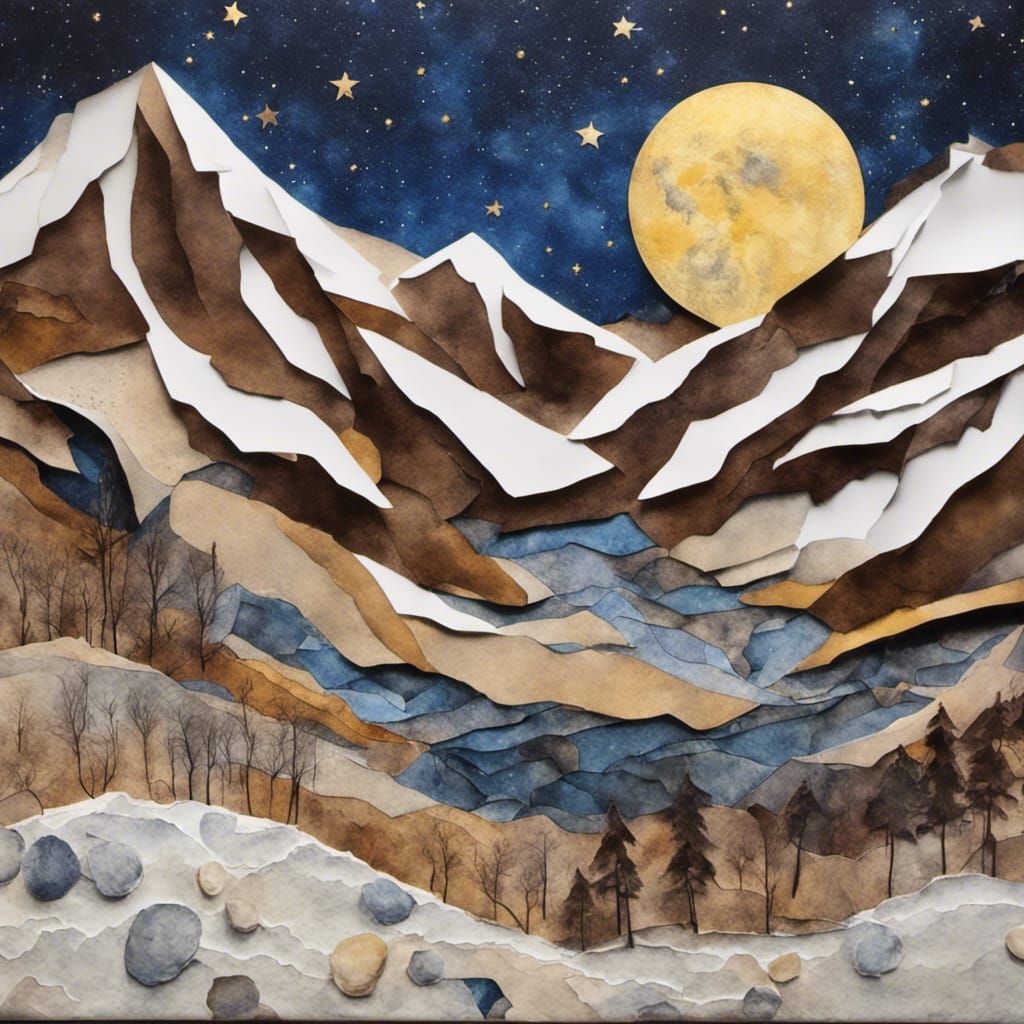 3d Paper Collage, Rocky Mountains, San Luis Valley in Colorado, Winding ...