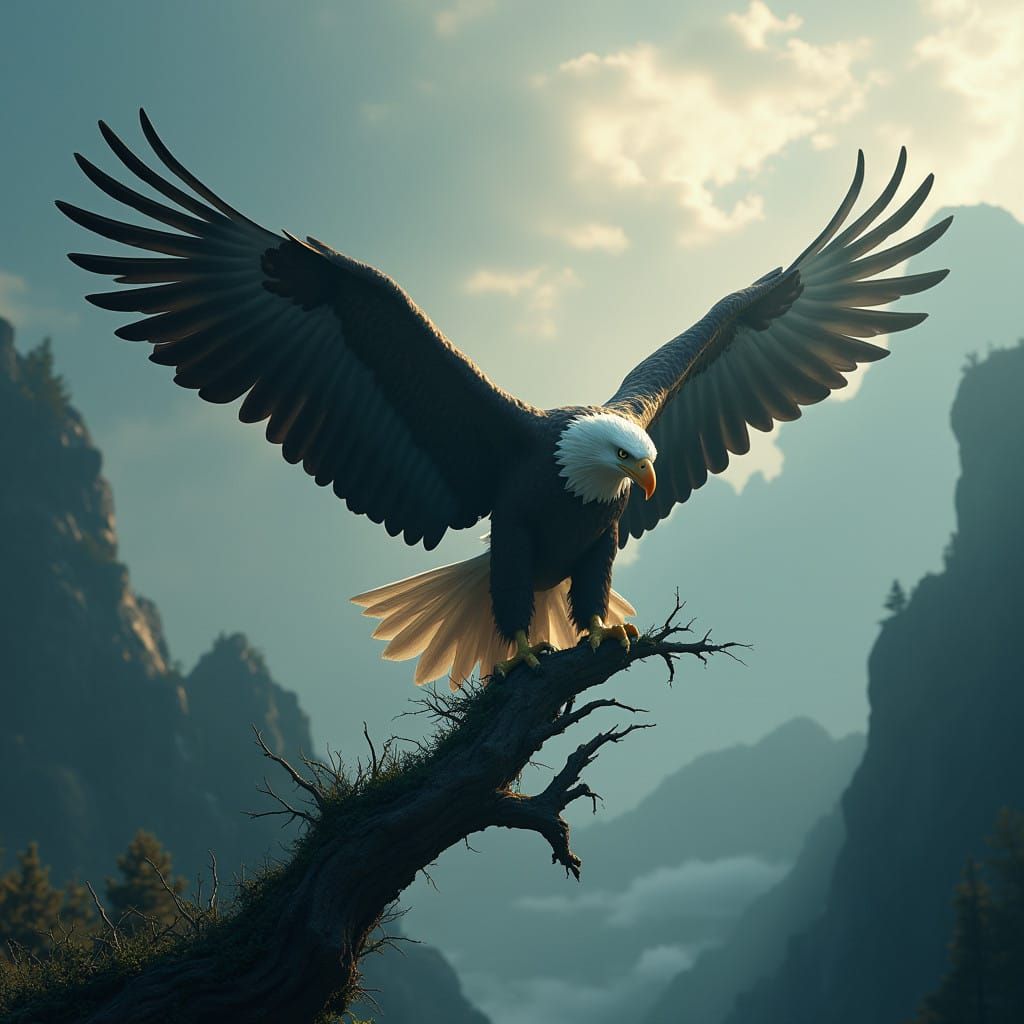 Great bald eagle - Ethereal Bald Eagle in Dreamlike Realism