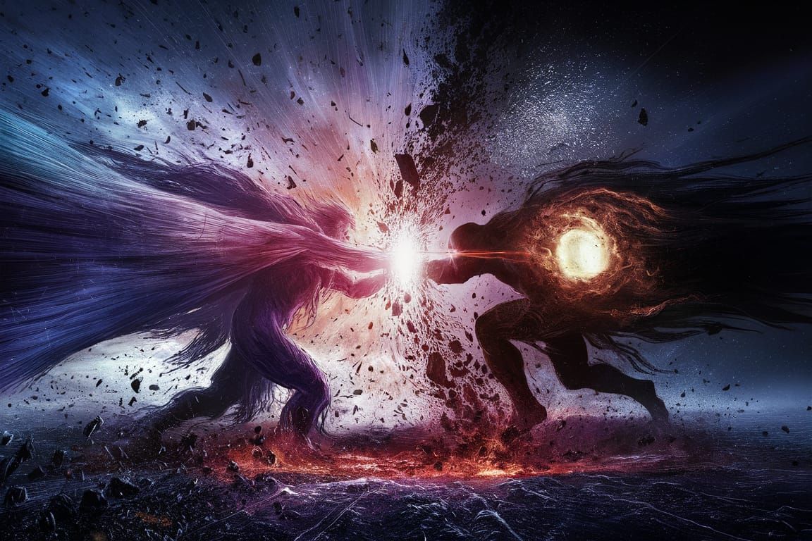 Good versus Evil forces pulling on each other, each with a huge ...