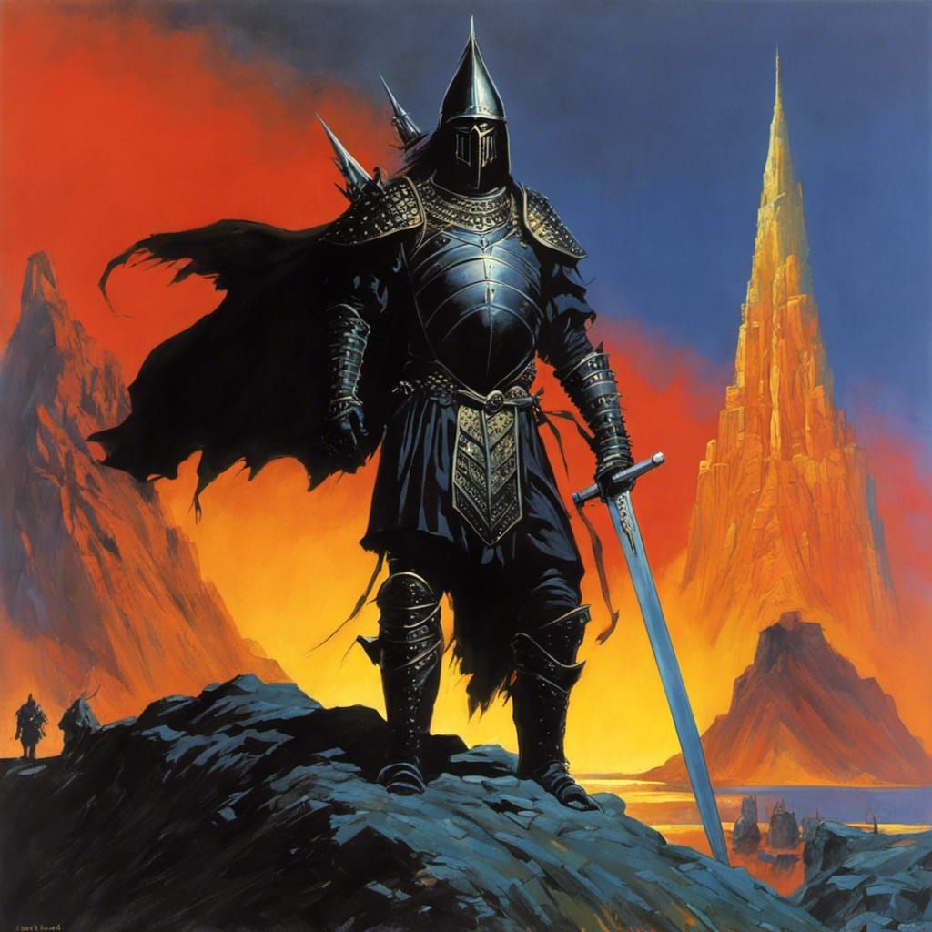 Uruk-hai in Black Armor: 80s Fantasy Art - AI Art