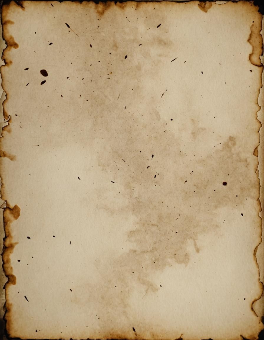 Blank sheet of paper, stained, water damaged, burned ... - AI Generated ...