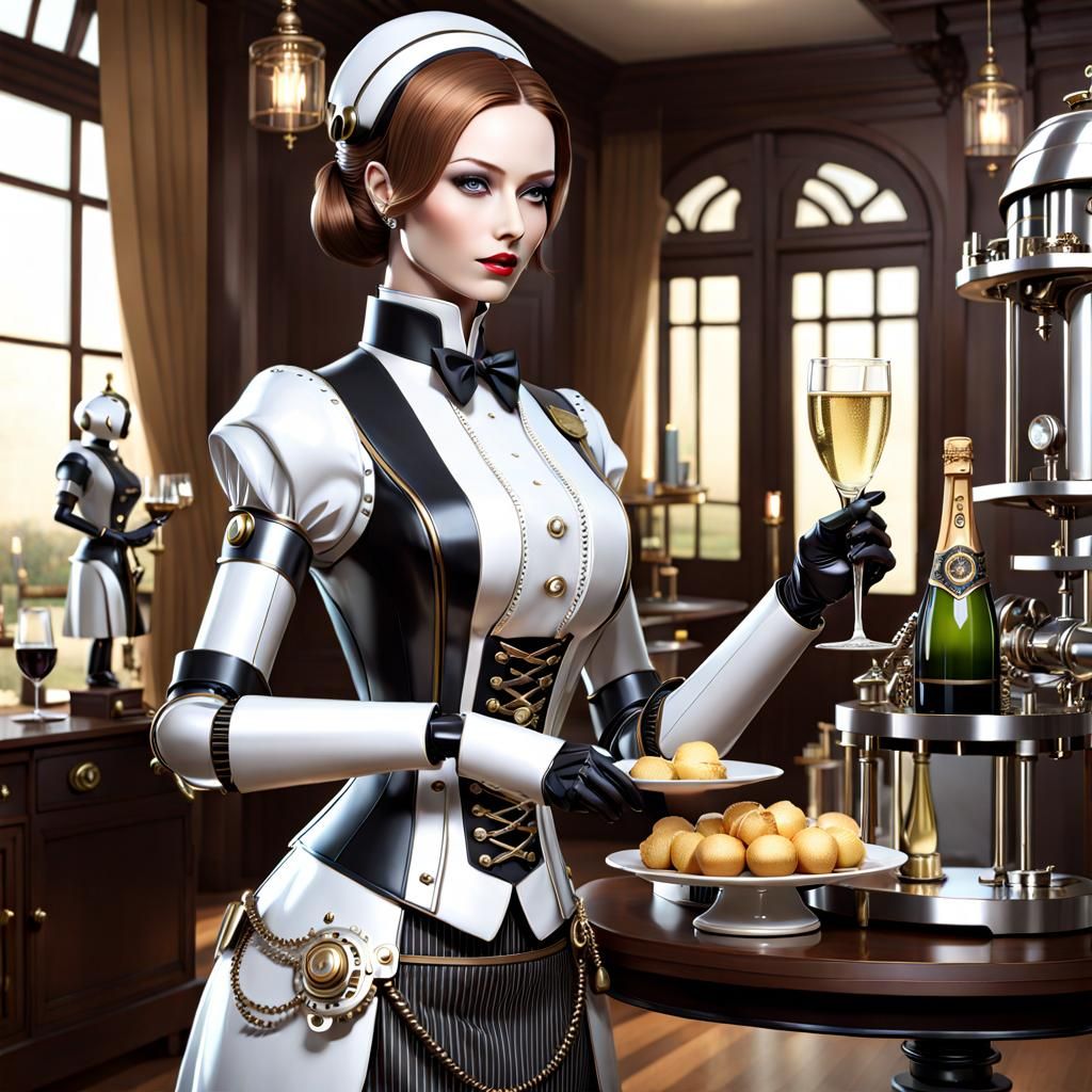 Female robot butler - AI Generated Artwork - NightCafe Creator