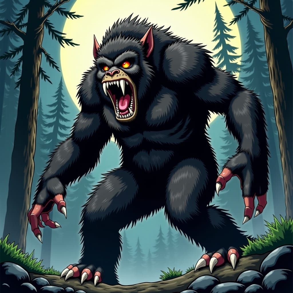 Anime bigfoot - Fantasy Sasquatch in Anime Style