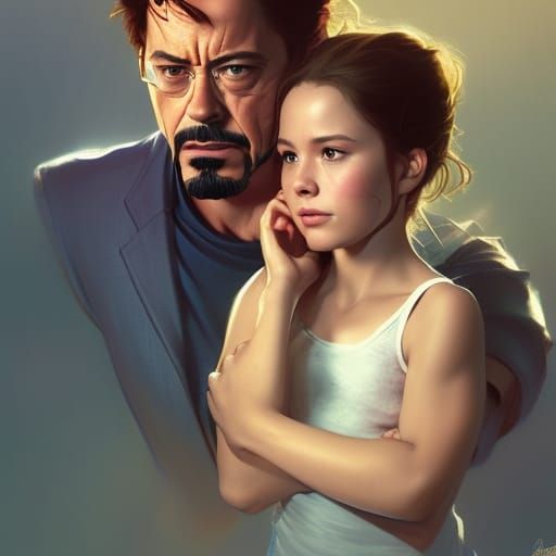 tony stark with his daughter - AI Generated Artwork - NightCafe Creator